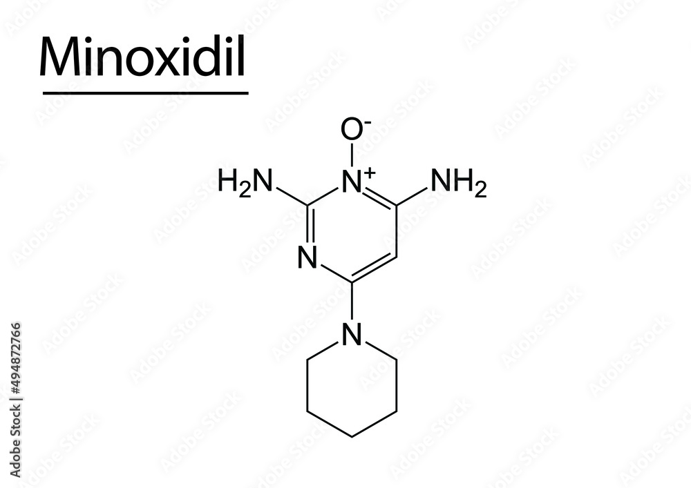 Chemical structure of Minoxidil on a white background. เวกเตอร์สต็อก ...
