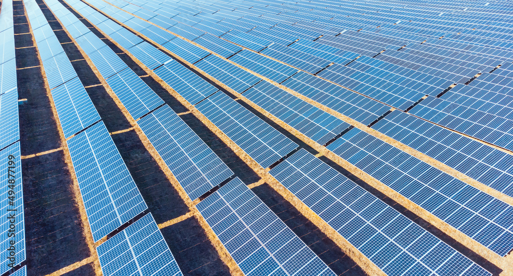 Solar power station. Power plant using renewable solar energy with sun ...