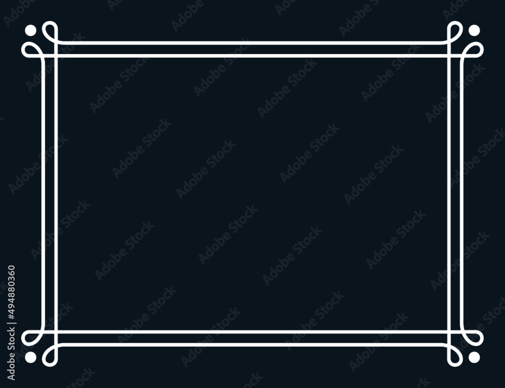 Vector vintage style black bacground with white thin border frame Stock ...