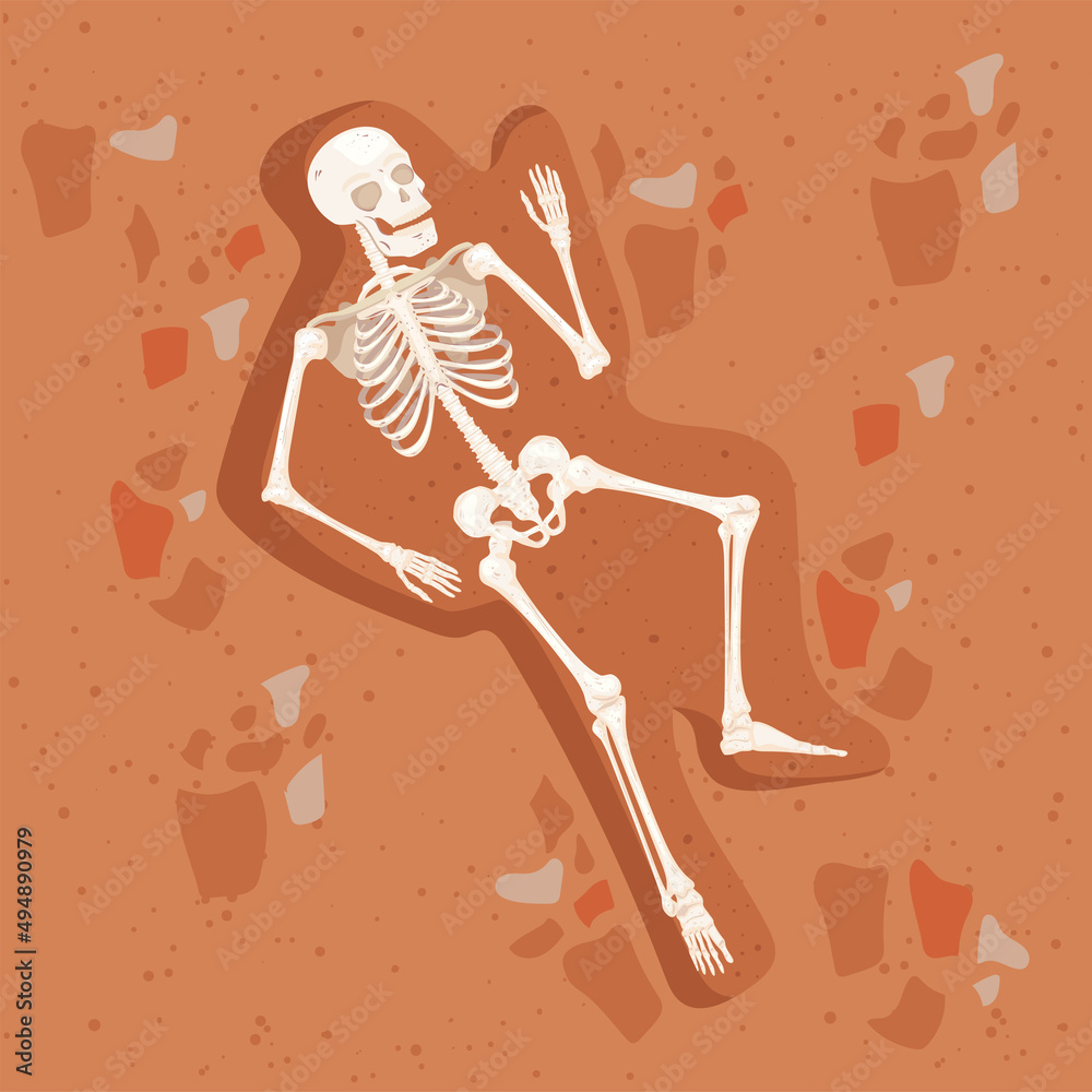 buried skeleton body Stock Vector | Adobe Stock