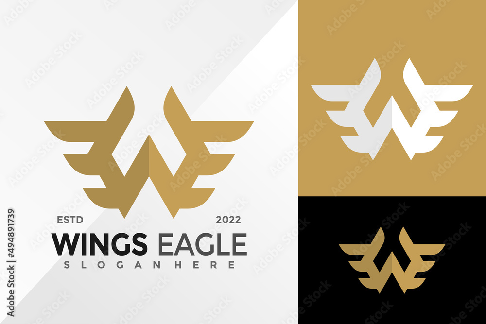 Letter W Wing Eagle Logo Design Vector illustration templateLetter W ...