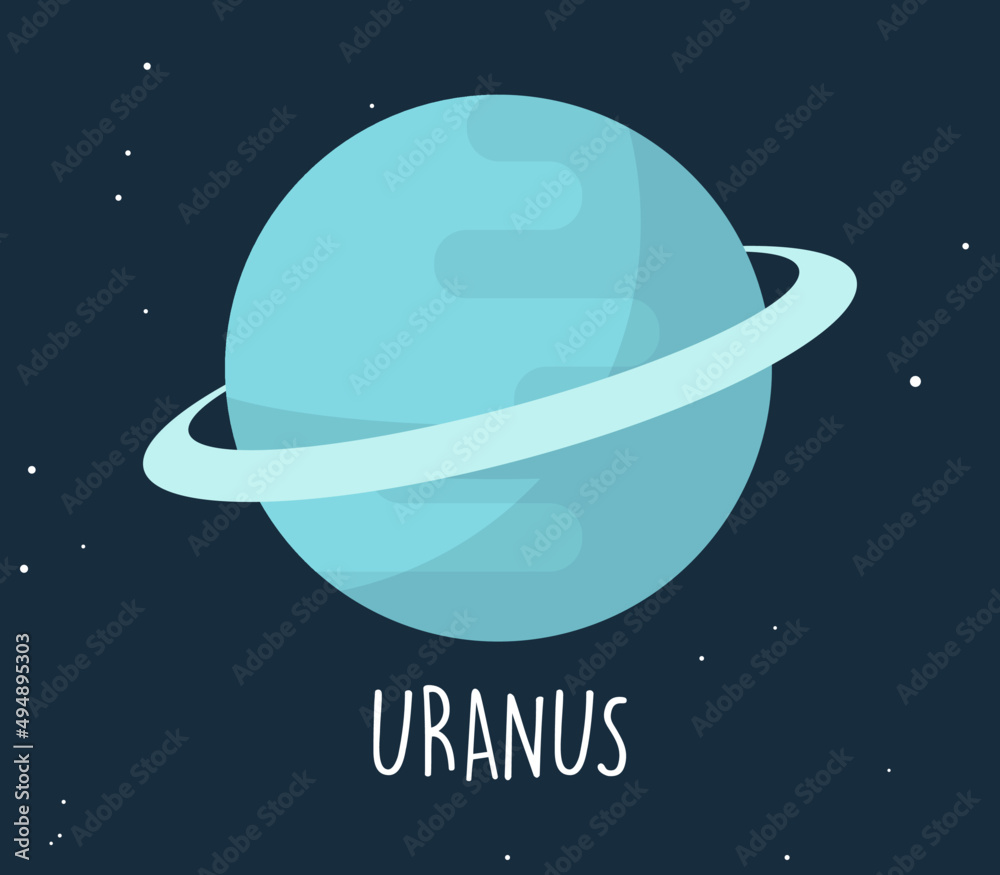 Uranus planet and simple sphere on space background flat vector ...