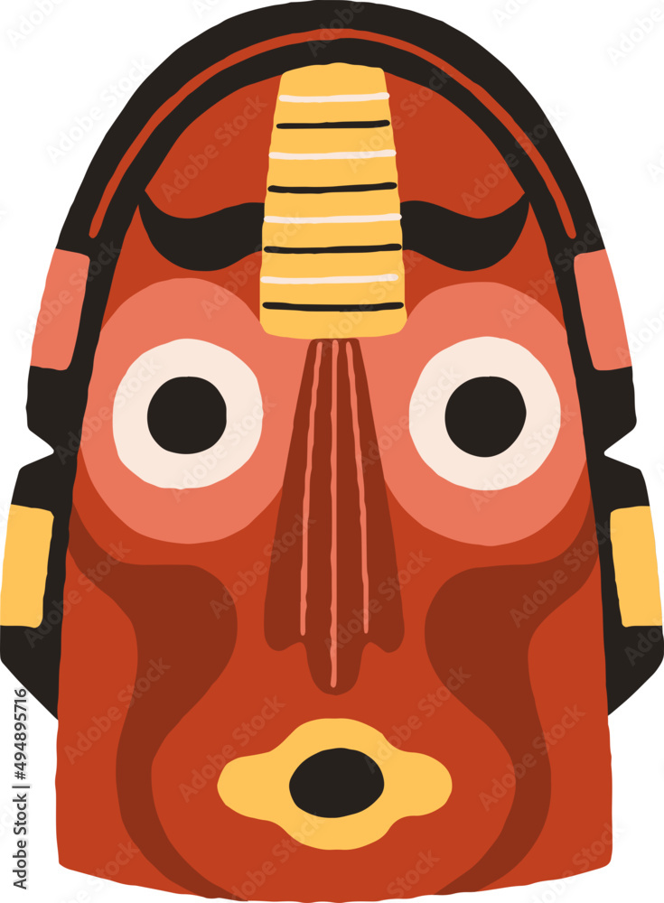 Ethnic Tribal Mask Cartoon Illustration Stock Vector | Adobe Stock