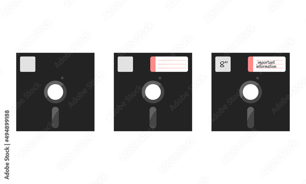 Floppy disk 8 inch isolated. Vector flat illustration of retro floppy 8 ...