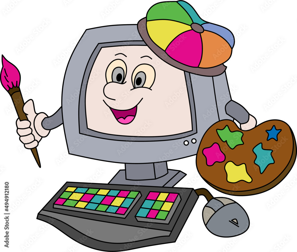 cartoon artist computer vector image. Stock Vector | Adobe Stock