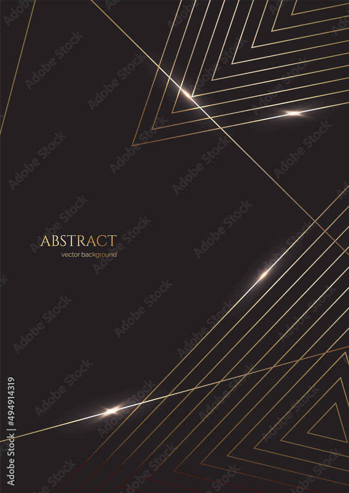 Luxury golden geometric A4 template. Black premium background design ...