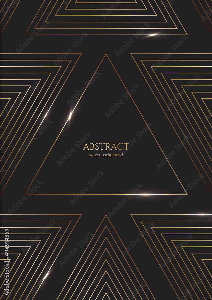 Luxury golden geometric A4 template. Black premium background design ...