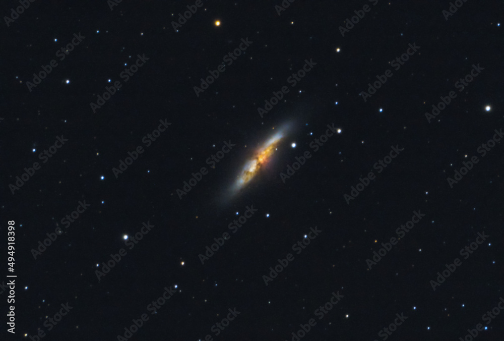 The Cigar galaxy, Messier 82, a starburst galaxy in the constellation ...