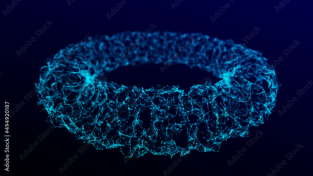 Network connection structure in the form of a torus. Technology connect ...
