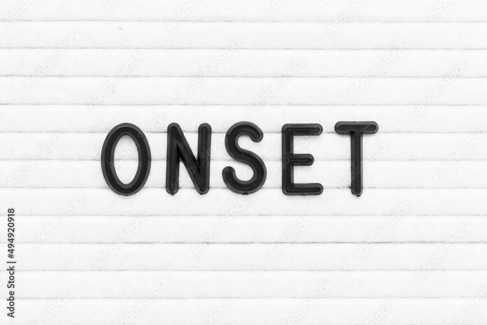 Black color letter in word onset on white felt board background Stock ...
