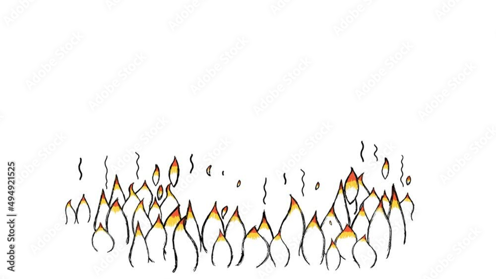 Cartoon hot hell fire. Flames in hell. Dynamic crazy doodle animation ...