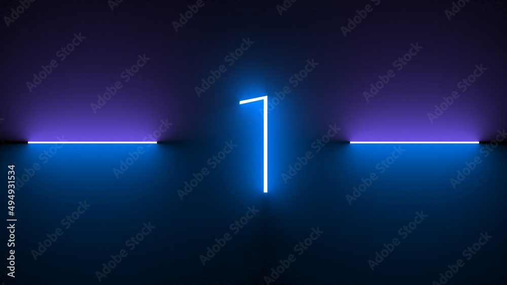 Illustration of a neon number 1 isolated on black background Stock ...