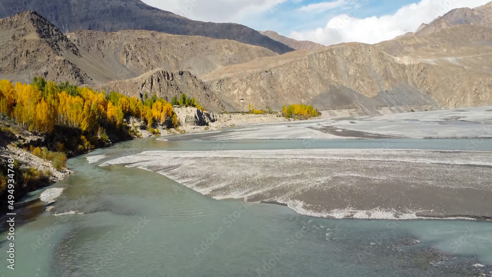 Natural view of mountainous valley Hunza in the northern part of Gilgit ...