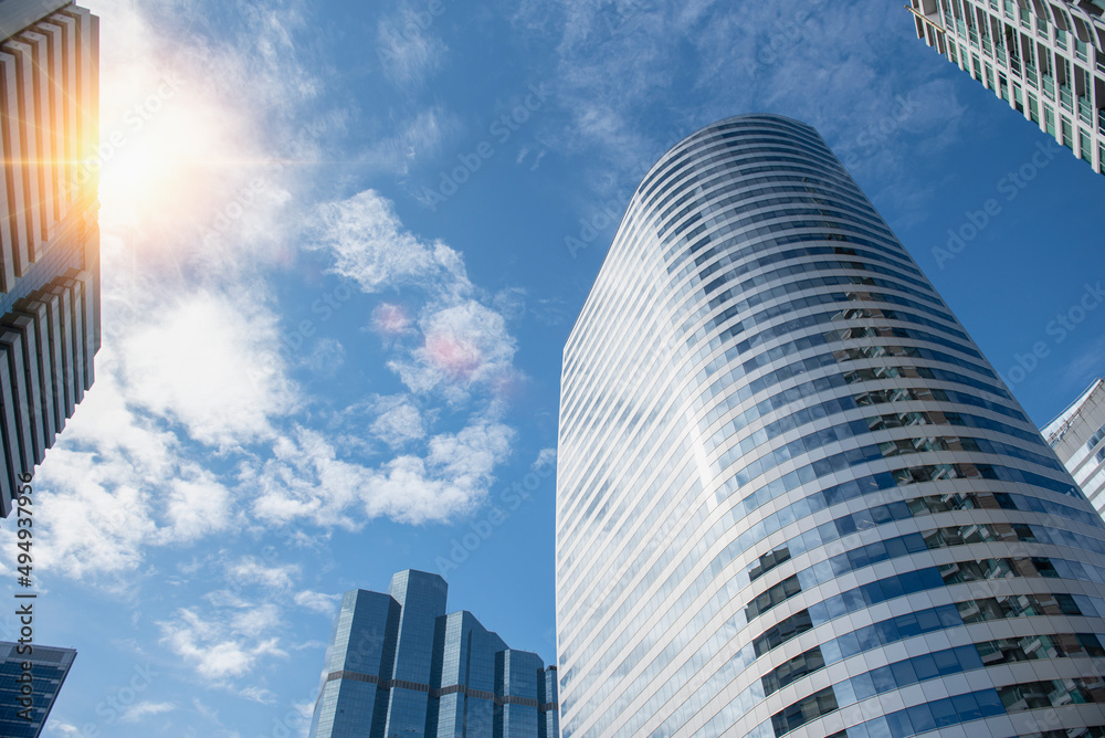 Office building top view background. The Glass facades on a bright ...