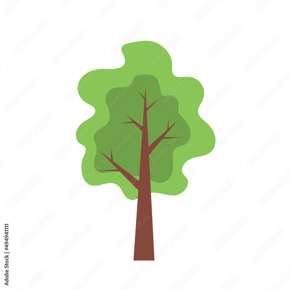 Tree with green foliage. Template element for design and decoration ...