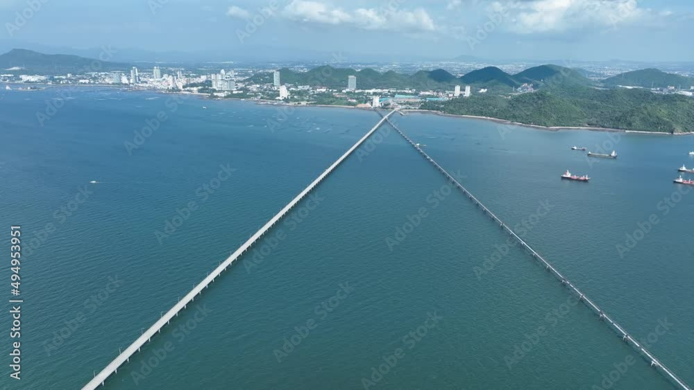 The very of long Cargo Bridge for truck transport container cargo to ...