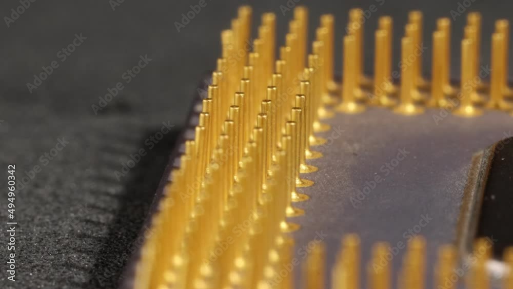 Macro of computer or laptop CPU microprocessor or processor. Close-up ...
