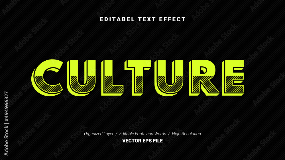 Editable Culture Font Design. Alphabet Typography Template Text Effect ...