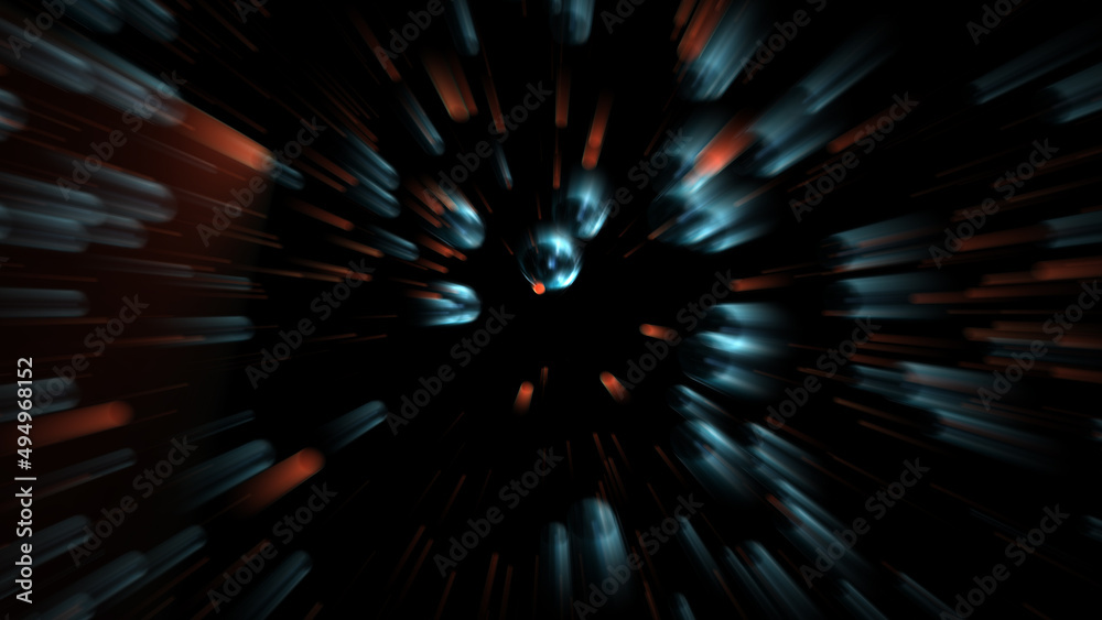 Futuristic flight of the Dagger rocket with great speed cutting space ...