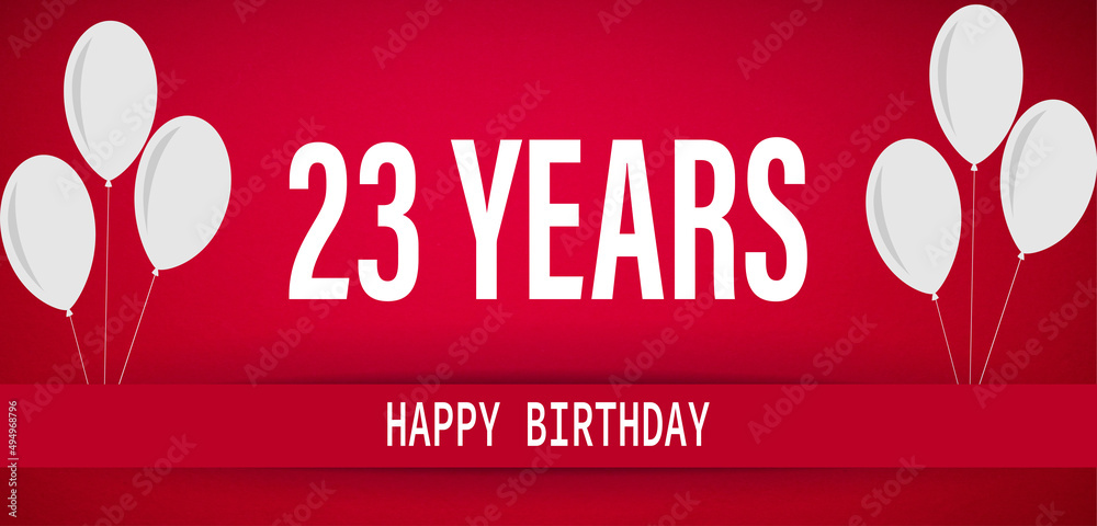 23 Years Anniversary Celebration,Happy Birthday Card design,red ...