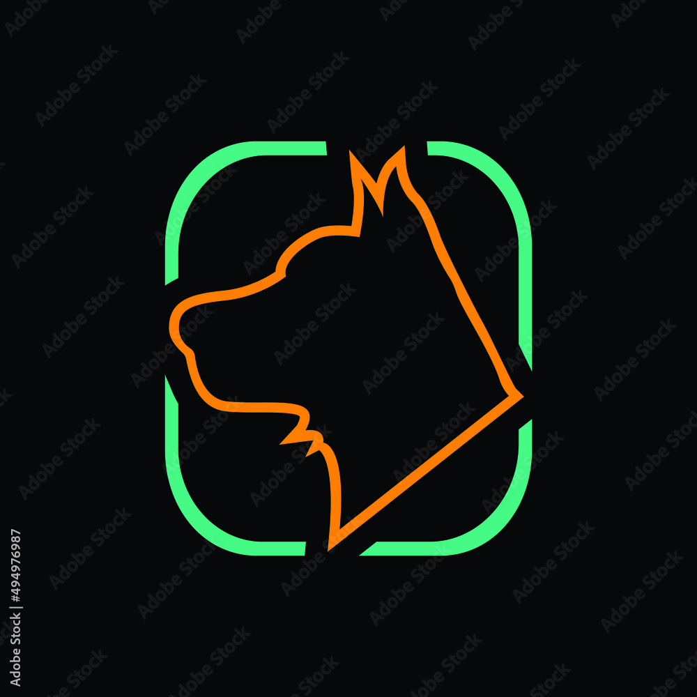 Outline dog pet circle logo. creative dog pet shop vector logo design ...