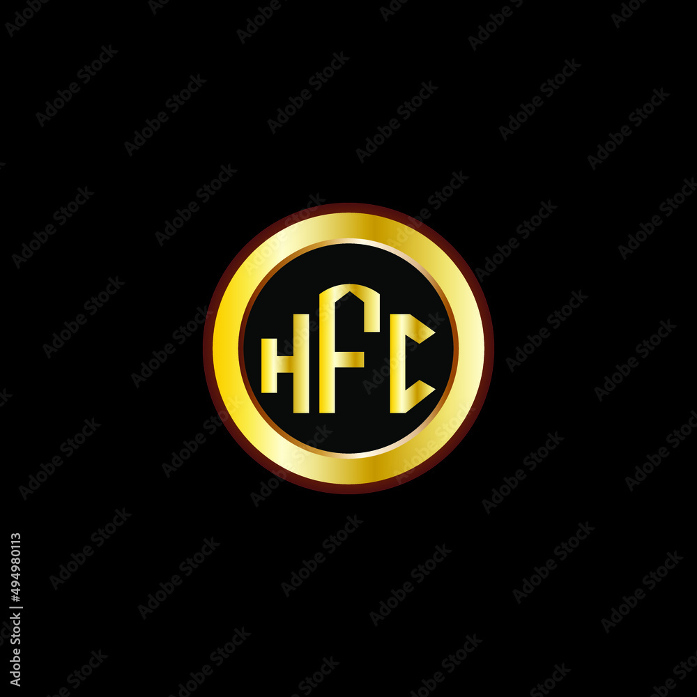HFC letter circle logo design. HFC letter logo design with black ...