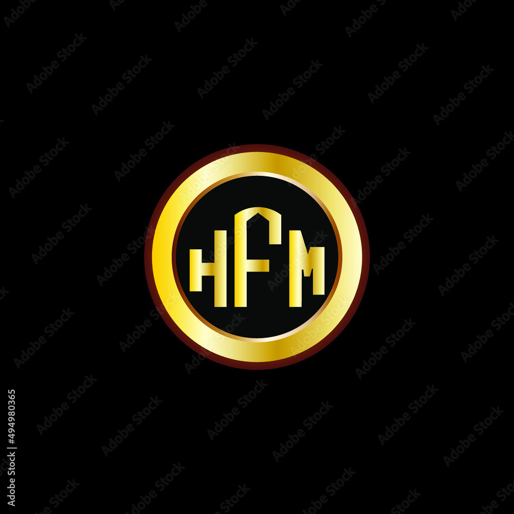HFM letter circle logo design. HFM letter logo design with black ...