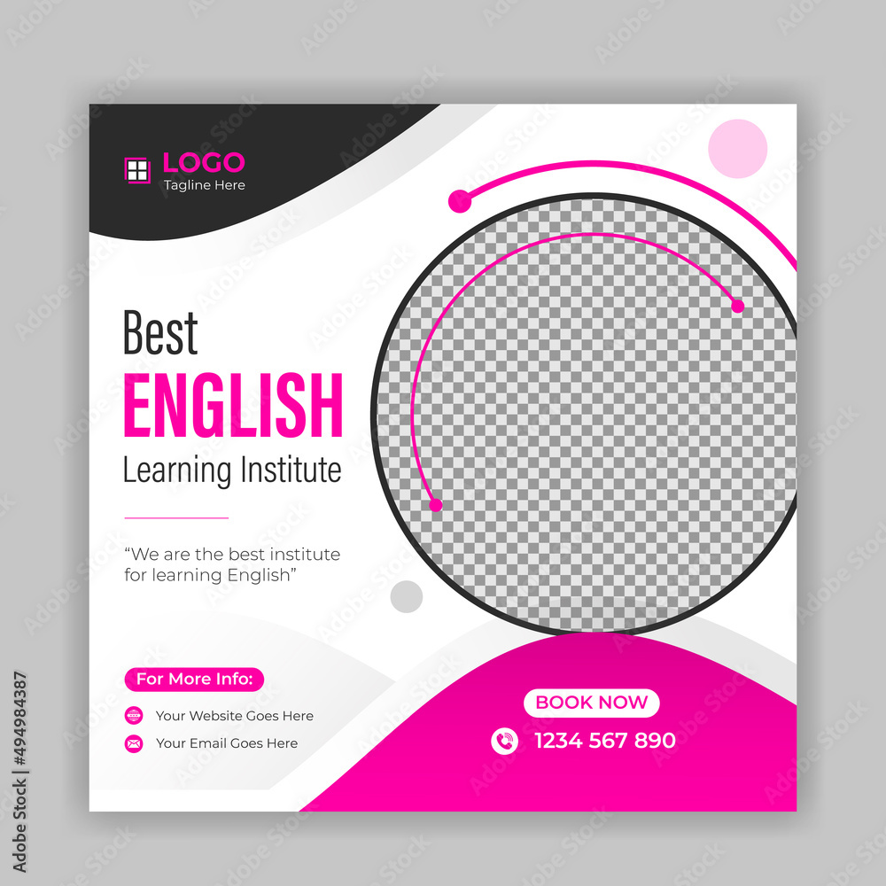 Spoken English social media post template design for advertisement any ...