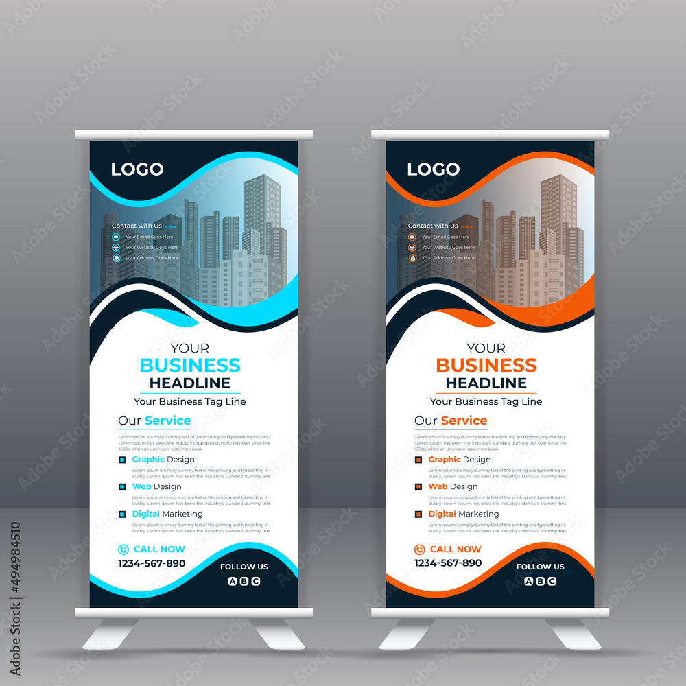 Corporate print-ready roll up banner, stand banner template design for ...