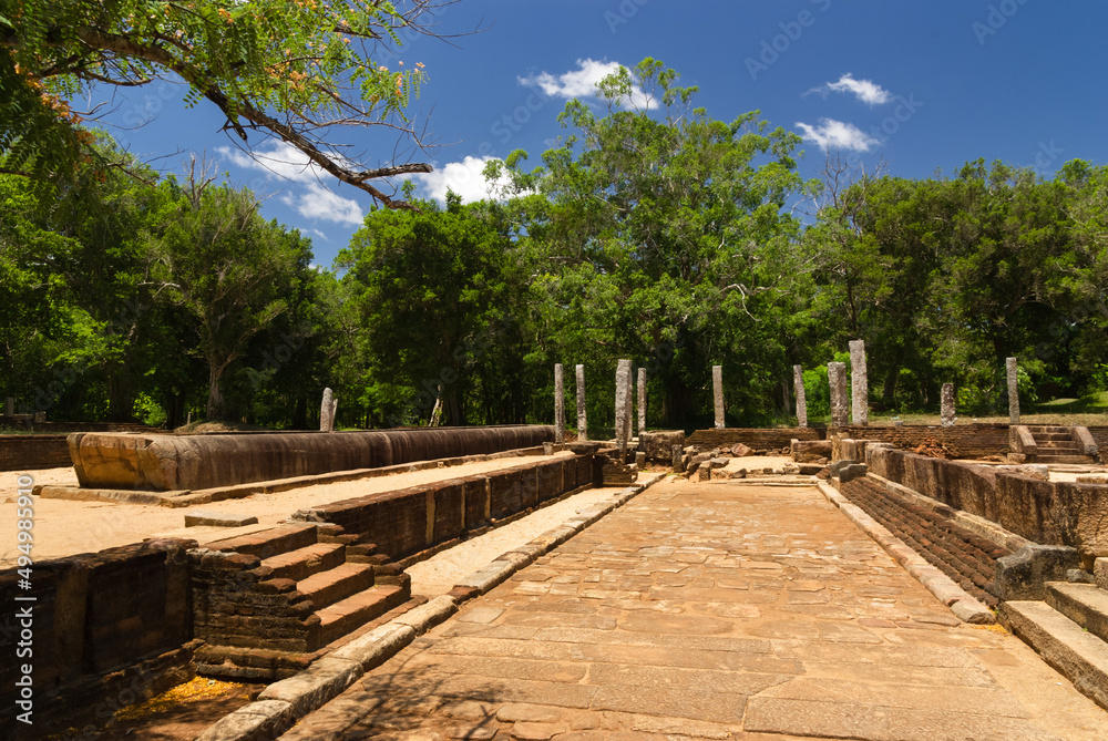 Ruins of dining hall for buddhist monks, Anuradhapura, Sri Lanka Stock ...
