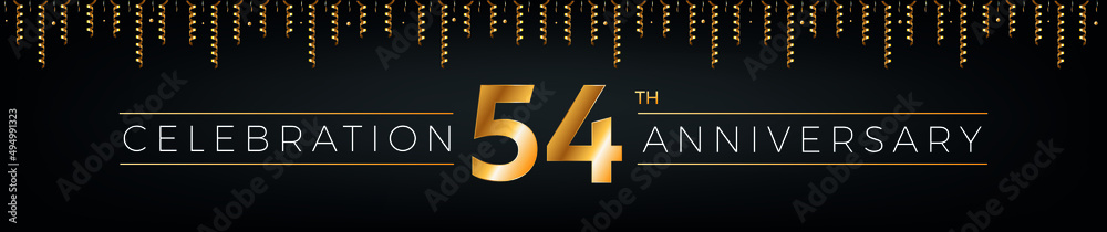 54th anniversary. Fifty-four years birthday celebration horizontal ...