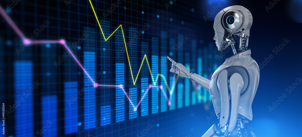 Robotic RPA big data analysis automation trading robot technology with ...