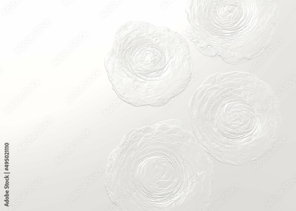 Metallic silver embossed floral background. 3D illustration. 3D render ...