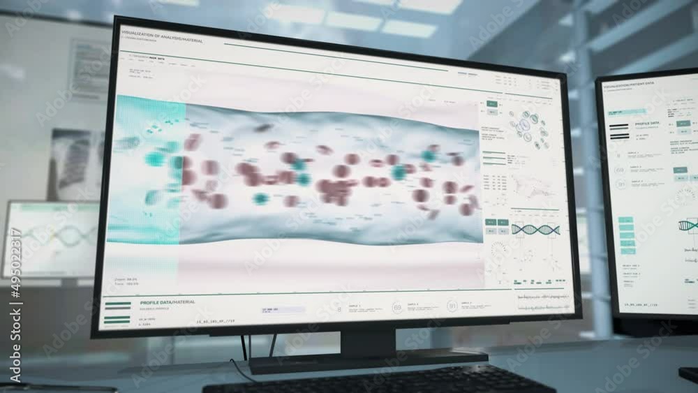 Scan Of Blood In Interface Of High Tech Healthcare System Diagnoses ...