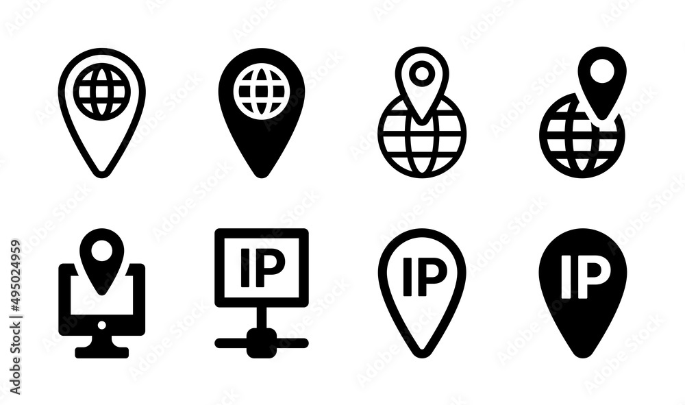 IP Address Icon Collection Internet Protocol Network Address Symbol IP Address Icon Collection Internet Protocol Network Address Symbol