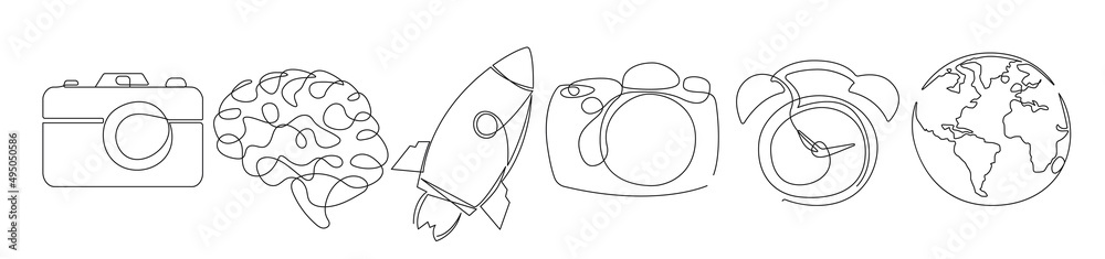 Vector Set of Line Art Icons. Simple Abstract Line Art Drawing ...