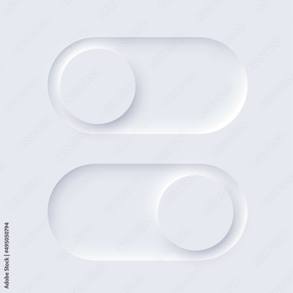 Neomorphism UI, slide bar set, neumorphic soft white slidebars with ...