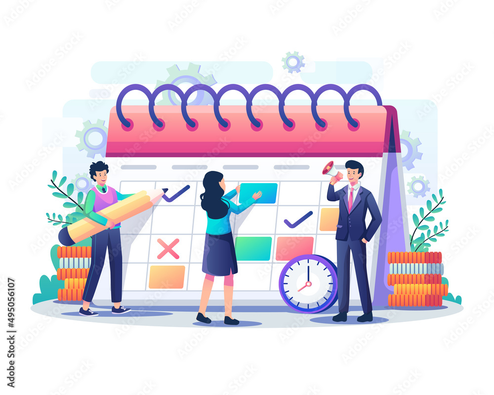 Business and Work planning schedule concept. People are filling out the ...