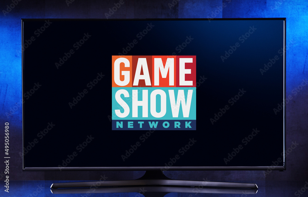 Flat-screen TV set displaying logo of Game Show Network Stock Photo ...