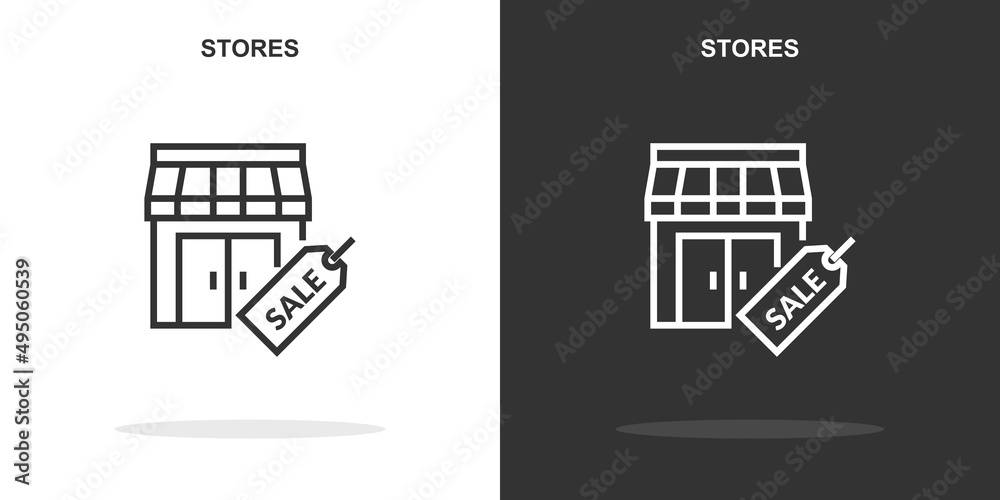 stores line icon. Simple outline style.stores linear sign. Vector ...