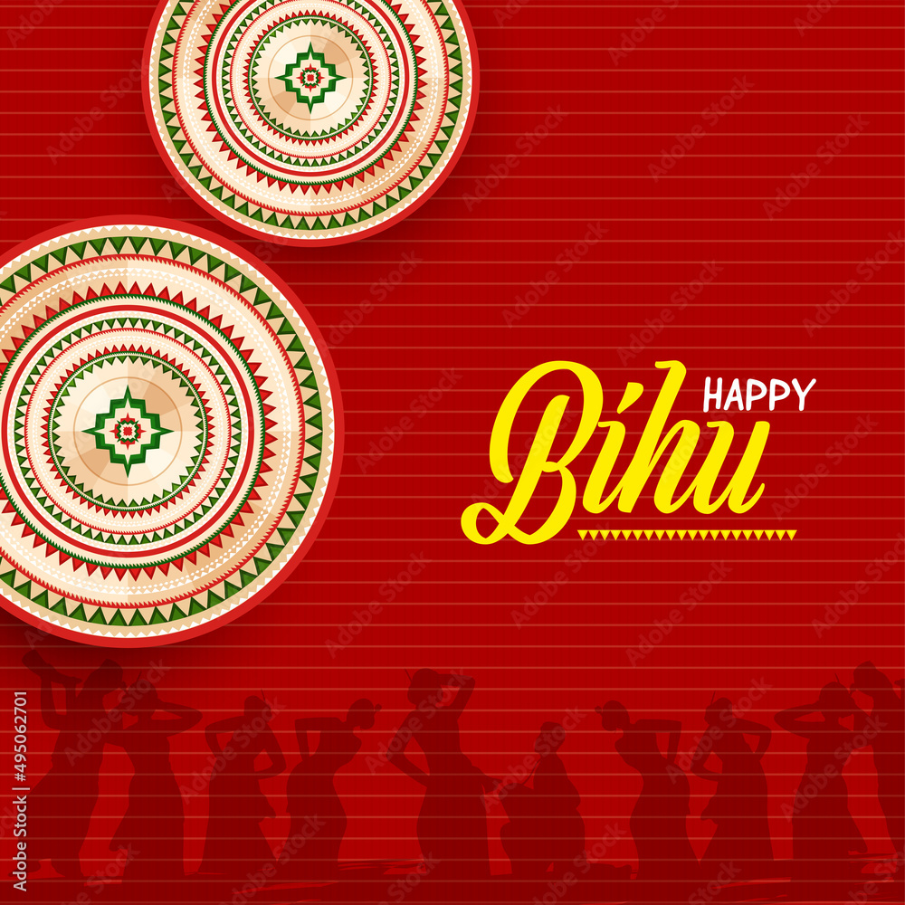 Happy Bihu Celebration Poster Design With Silhouette Assamese People ...
