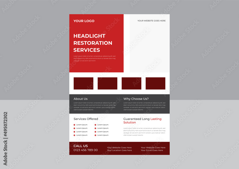 Headlight flyer template design template, Headlight repair services ...