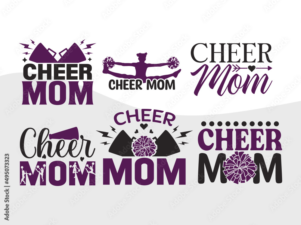 Vecteur Stock Cheer Mom SVG Bundle, Cheerleading Svg, Cheer Svg, Cheer ...