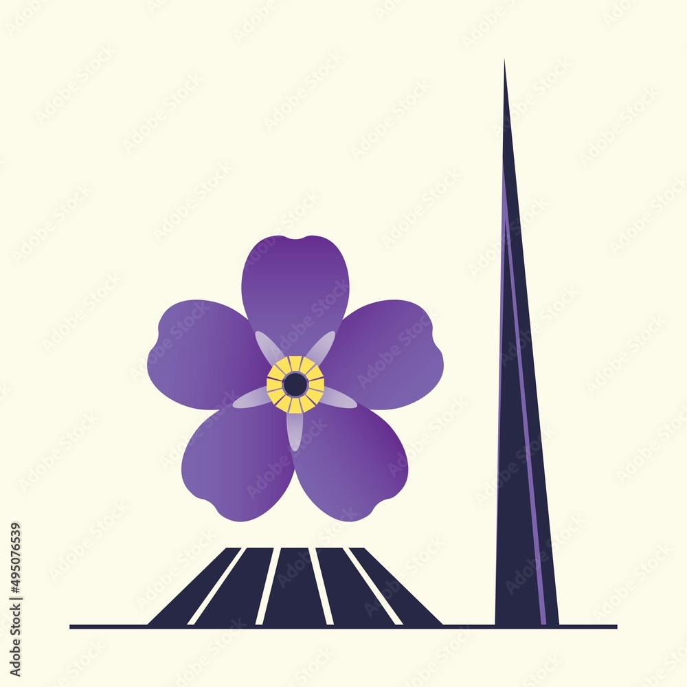 Vetor de Violet violet flower on a white background. Symbol of the ...