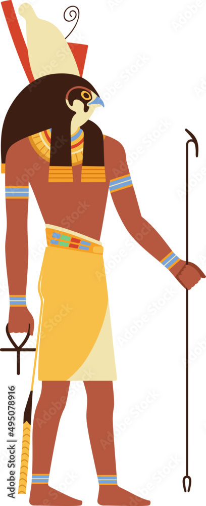 Poster Horus Ancient Egyptian God Cartoon Illustration – Wall Art ...