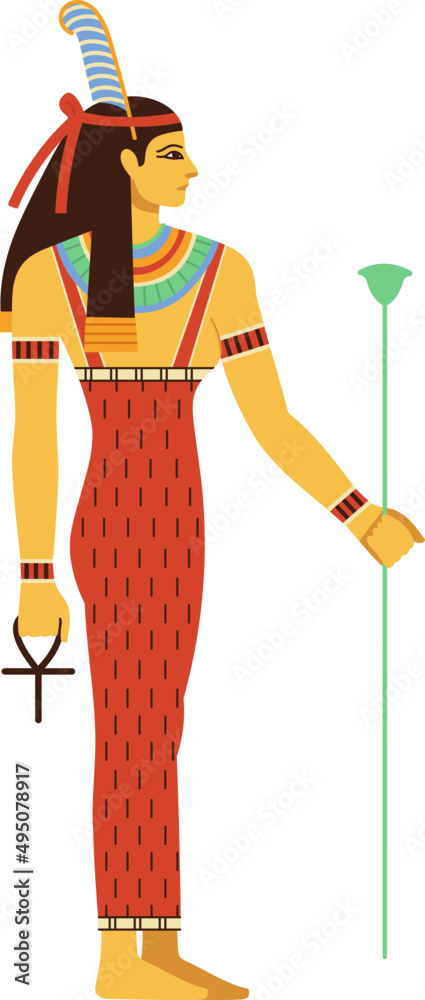 Maat Ancient Egyptian Goddess Cartoon Illustration Stock Vector | Adobe ...