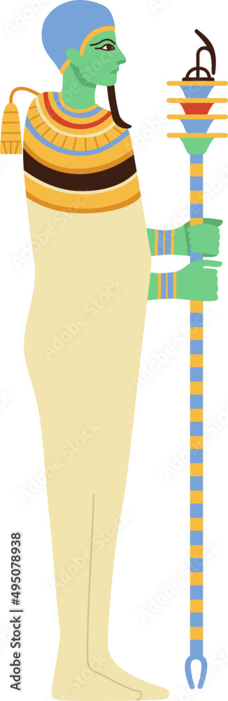 Ptah Ancient Egyptian God Cartoon Illustration Stock Vector | Adobe Stock