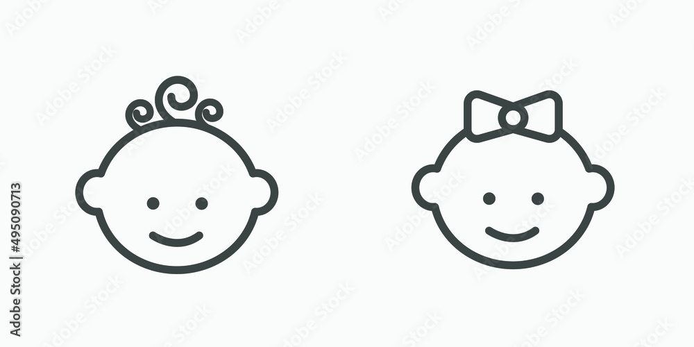 baby, child, boy, girl, newborn icon vector set Stock Vector | Adobe Stock