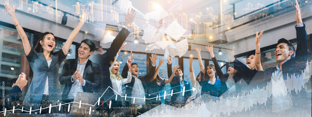 triumph of diverse business person partner cooperation, coworker ...