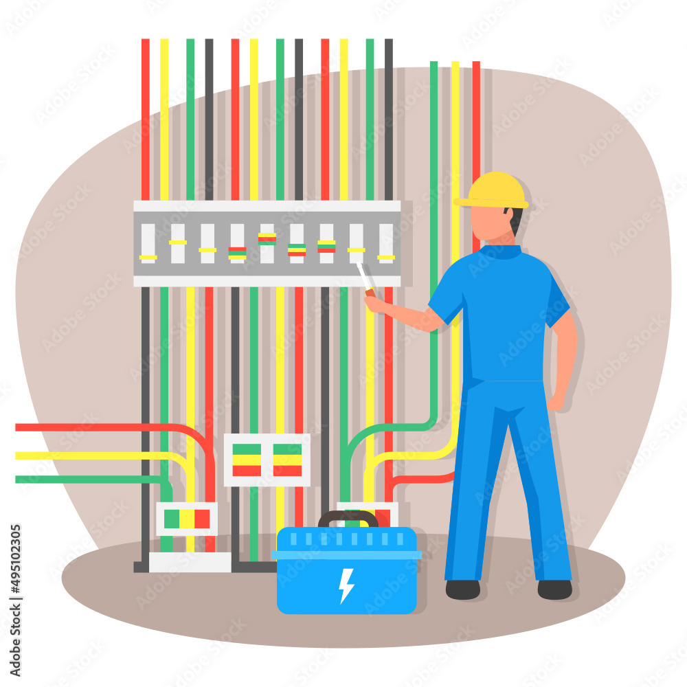 underground Home Electrical Wiring and Cabling Concept vector color ...
